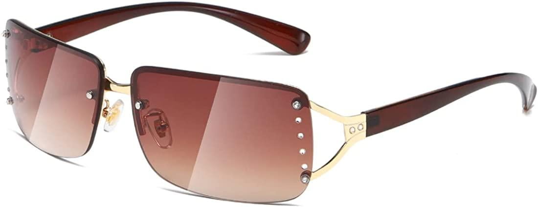 Rectangle Sunglasses for Women Men Stylish Rimless Frameless Trendy ...