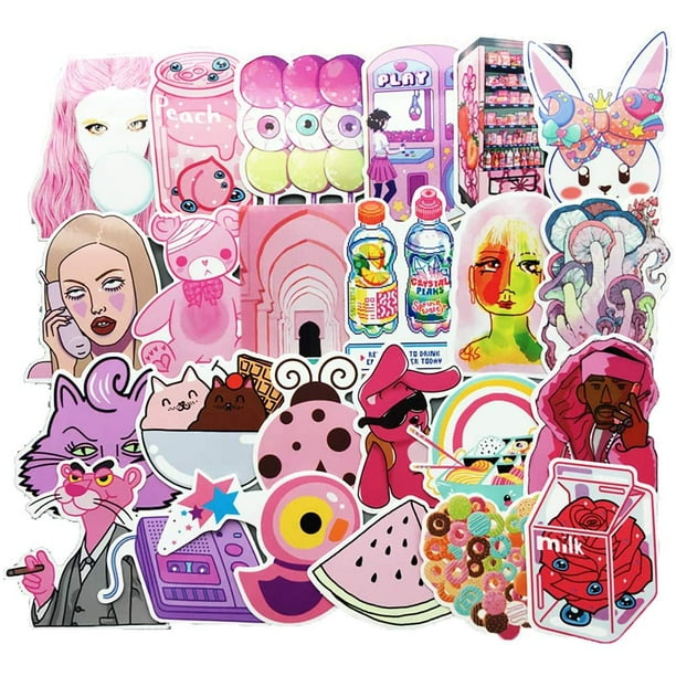 Honch Vinyl Pink Stickers Laptop Stickers Pack 64 Pcs Pink Decals for ...