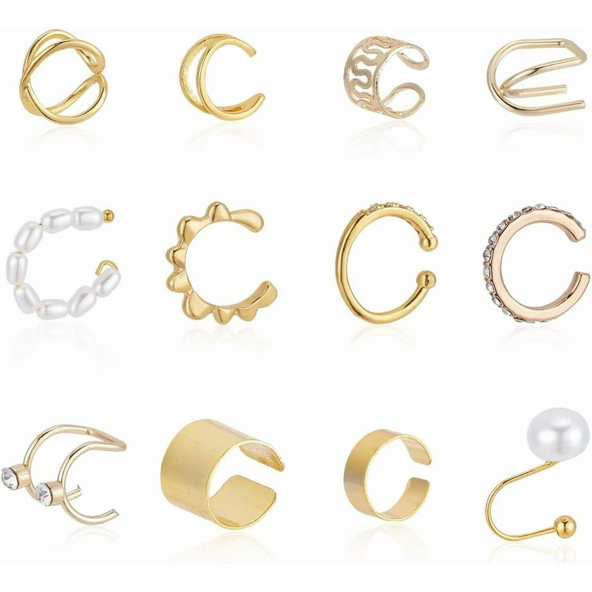 Click here for Nobrand 12 Pcs Gold Cuff Earrings Non Piercing For... prices