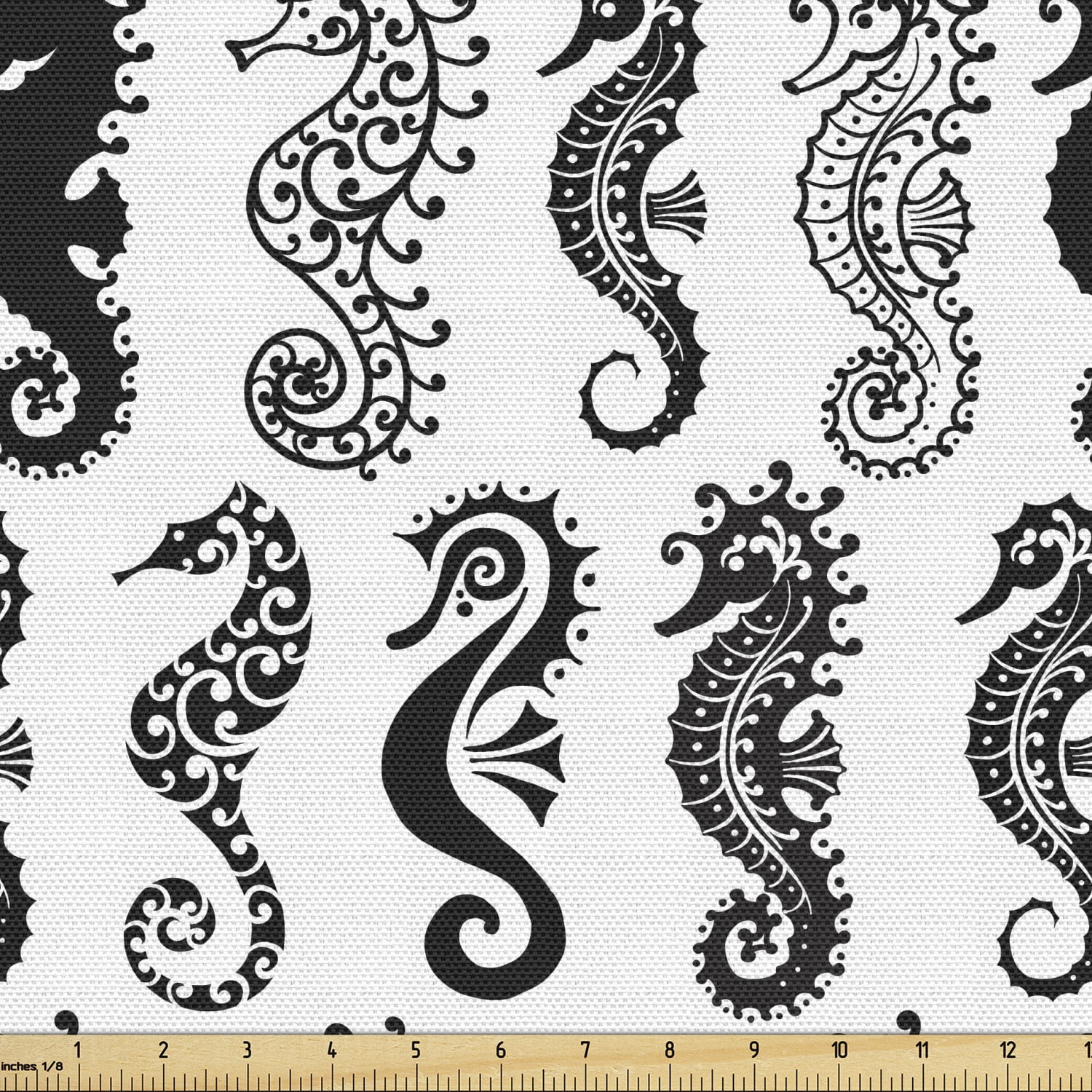 Seahorse Upholstery Fabric by the Yard Repeating Pattern Tribal Style ...