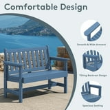 SERWALL Outdoor Bench, 2-Person, Sturdy Aluminum Reinforced Frame, Navy ...