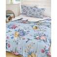 Pink Blue Yellow Floral 3 Pieces Quilt Set, 1 Quilt with 2 Shams ...