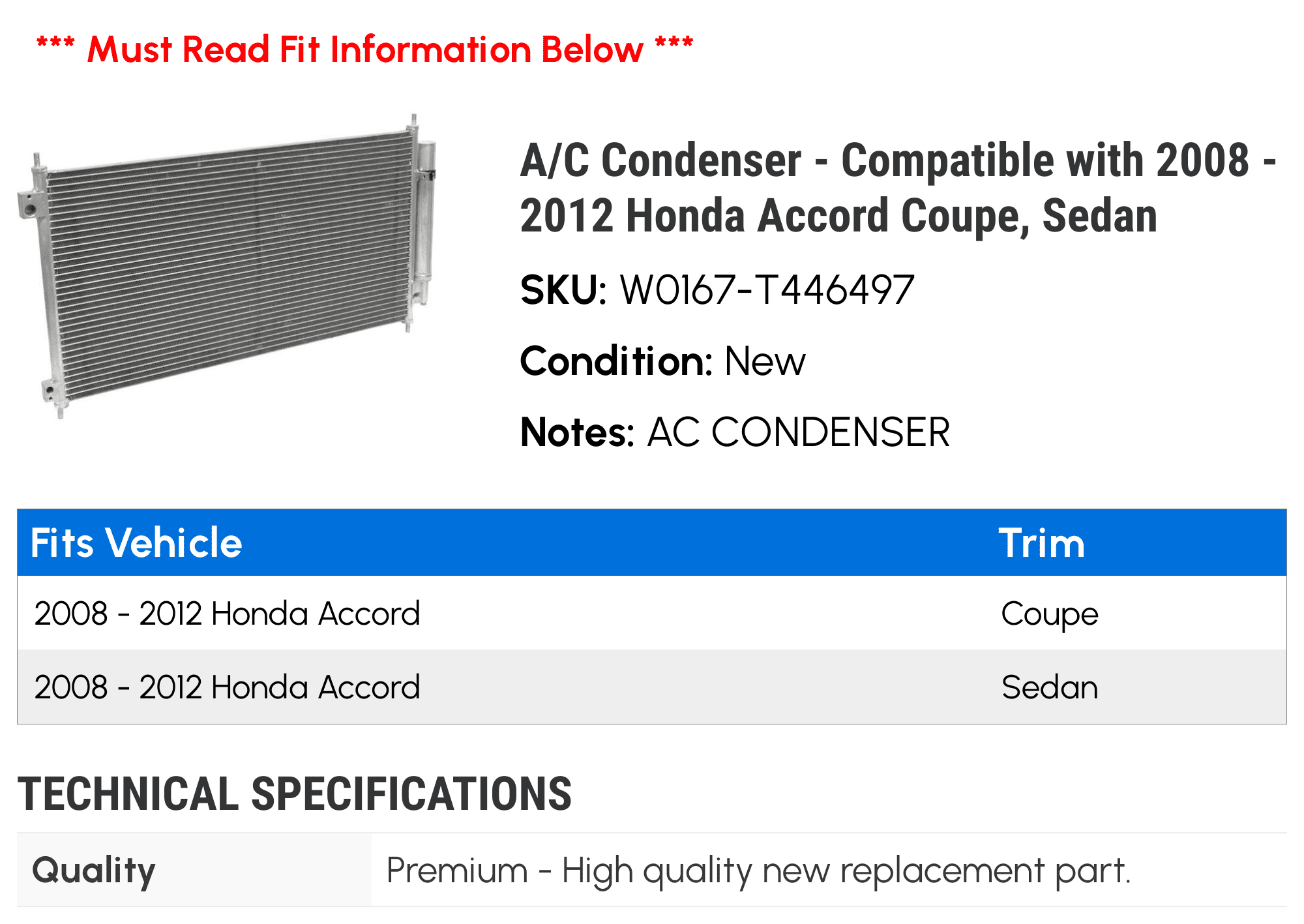 Honda Accord Ac Condenser