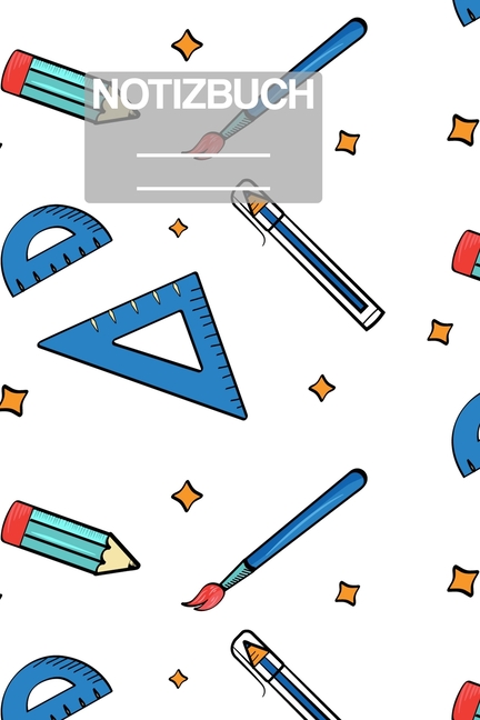 Notizbuch A5 Muster Zeichnung Grundschulsachen Schule Lineal Stift ...