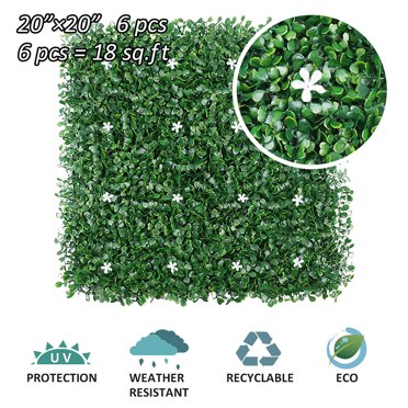 Decwin 12 Pieces 20 inch x 20 inch Boxwood Hedge Fake Grass Wall ...