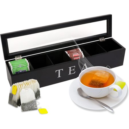 Bamboo Tea Box Tea Box With 6 Compartments Wooden Tea Box With Lid And ...