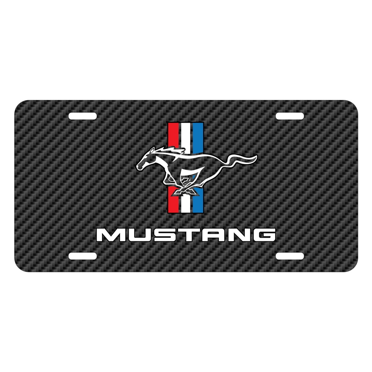 Ford Mustang Tri-Bar Logo Black Carbon Fiber Texture Graphic UV Metal ...