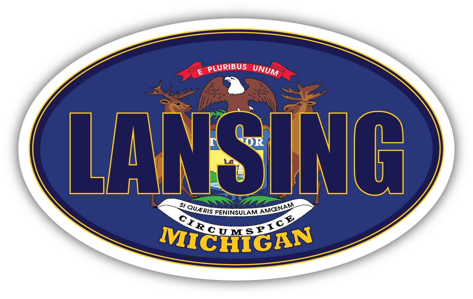 Lansing City Michigan State Flag | MI Flag Ingham County Oval State ...