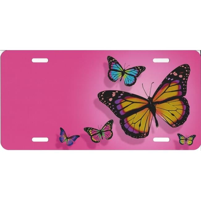 212 Main T3120R 6 x 12 in. Offset Butterflies on Pink Metal License ...