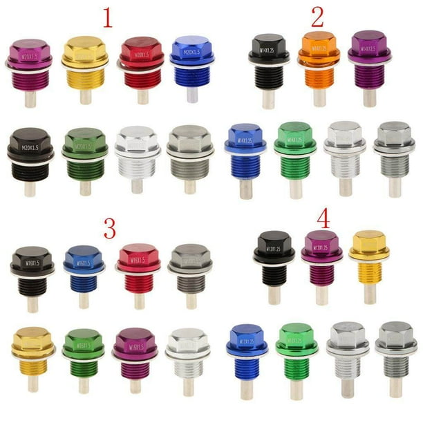 justharion M12X1.25 Anodized Magnetic Engine Oil Pan Drain Bolt Plug ...