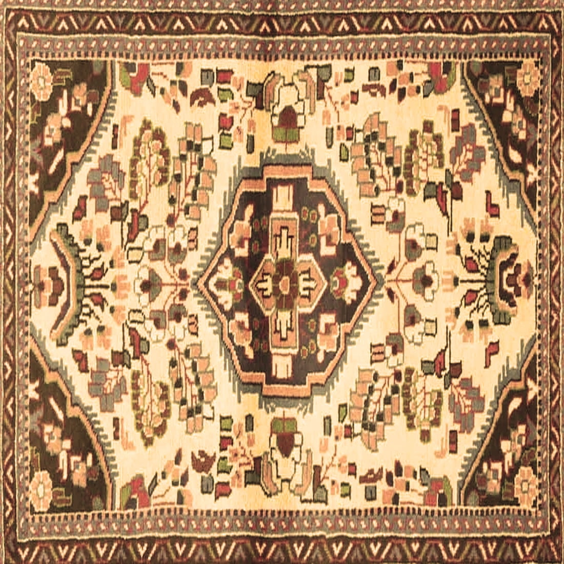 Ahgly Company Indoor Square Persian Brown Traditional Area Rugs, 7 ...