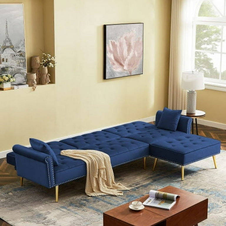 Blue l shaped sofa bed store