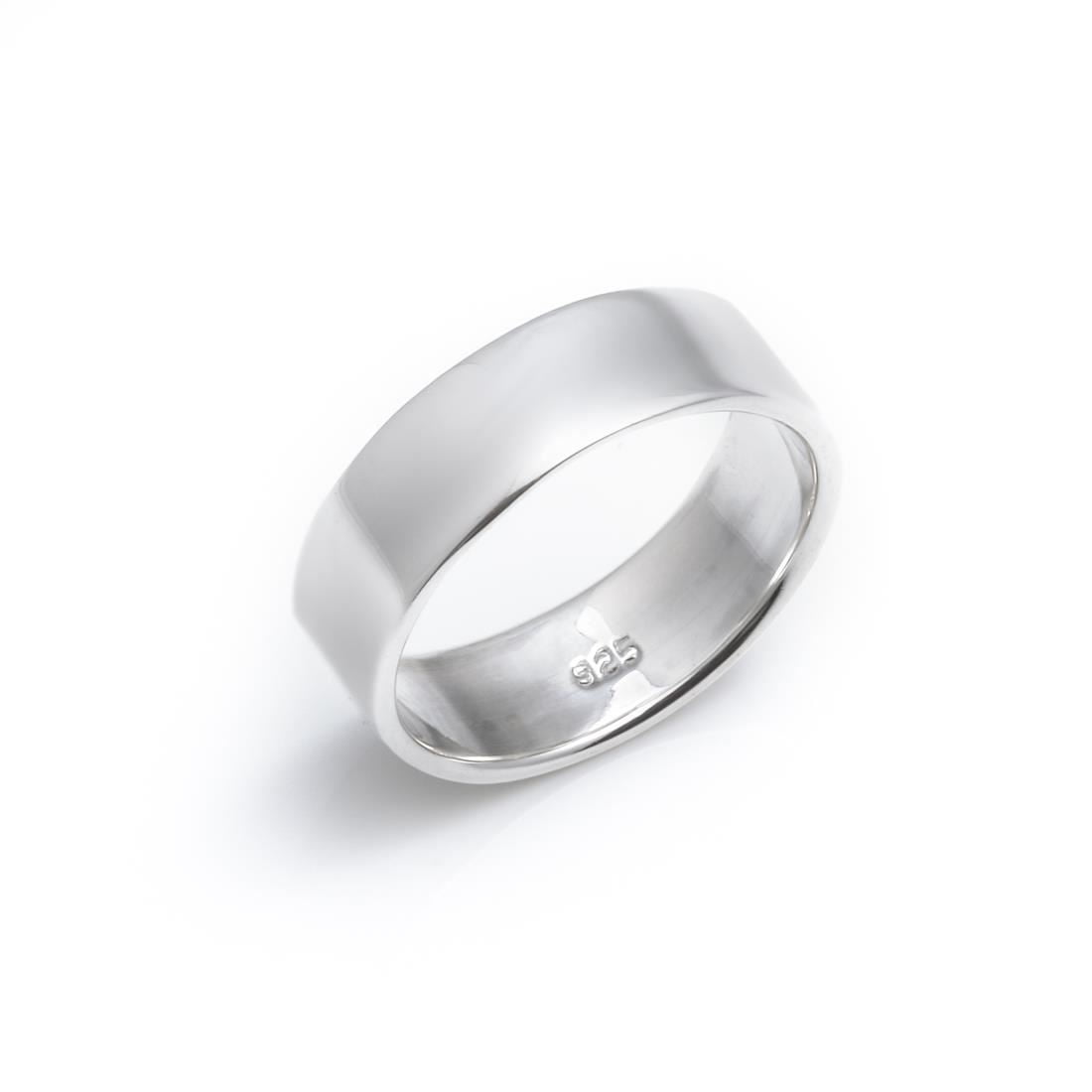 Silverly Minimalist 925 Sterling Silver Rings -6.8 mm Flat Wide Band ...