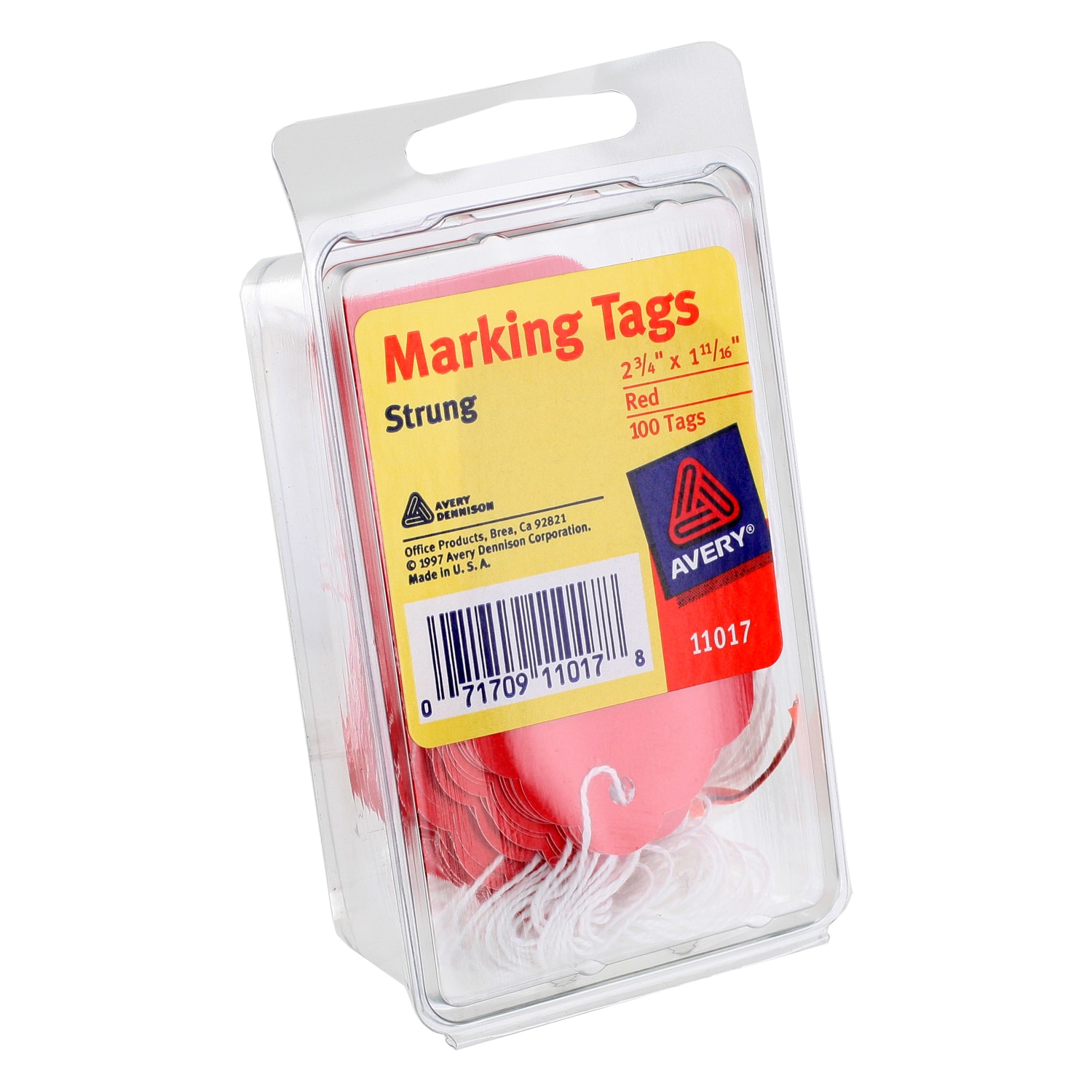 Avery Red Marking Tags 11017 Strung 2 3 4 X 1 11 16 Pack Of 100
