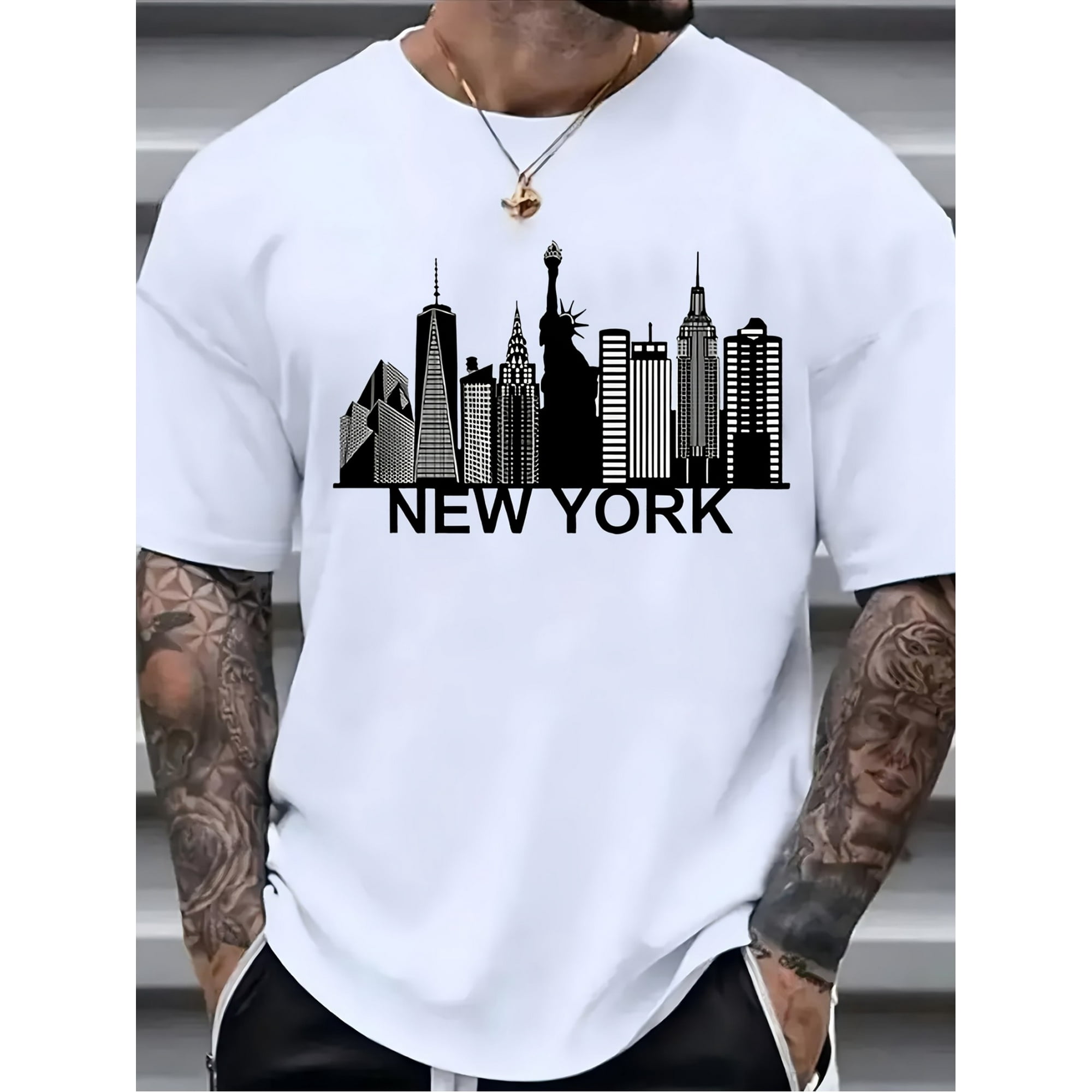 Click here for Generic [cotton Cityscape Print Tee] Breathable Co... prices