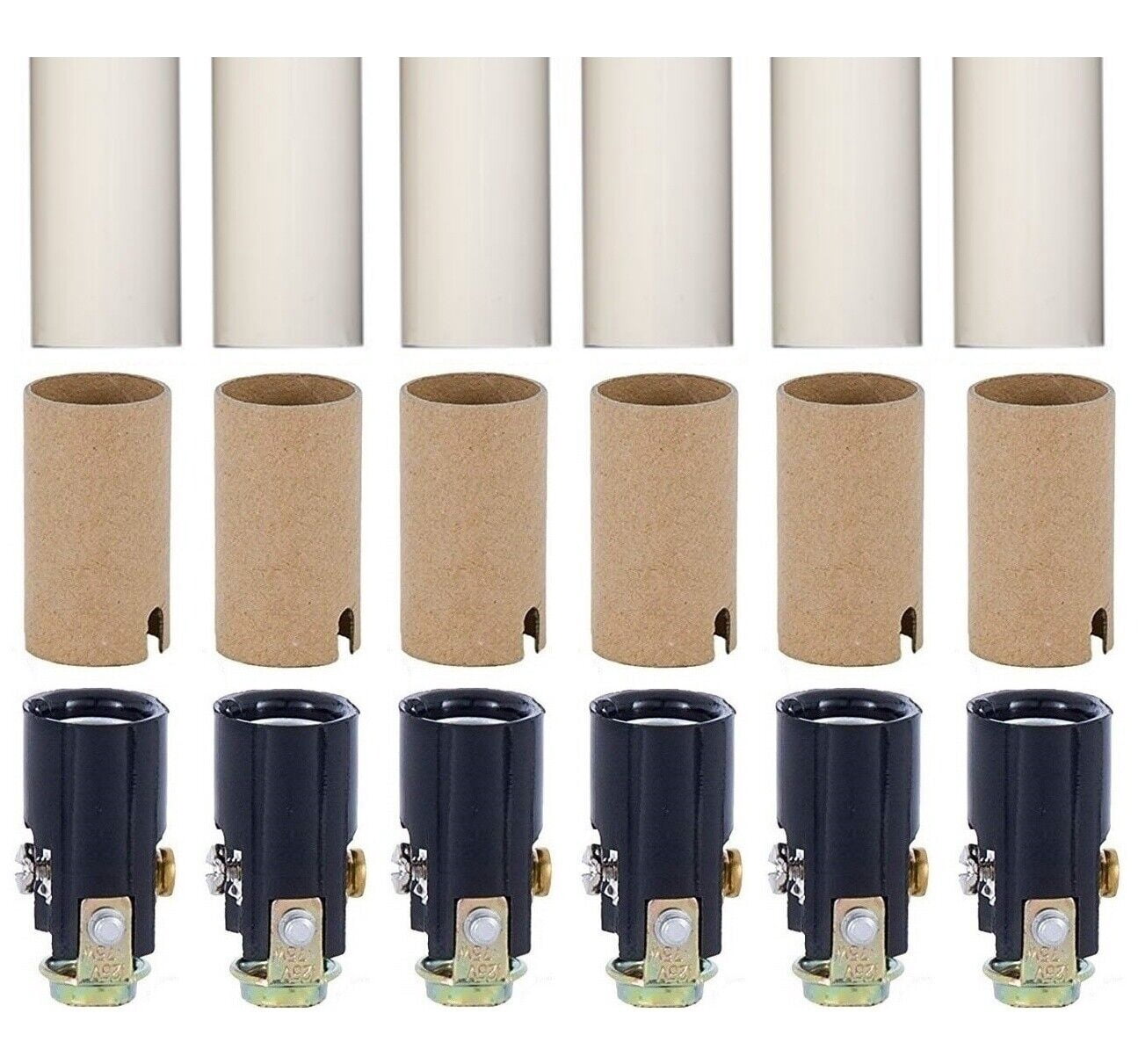 Lighting Fixture Socket Kit With 1 3/4 Inch Candle Covers - 6 Pack ...