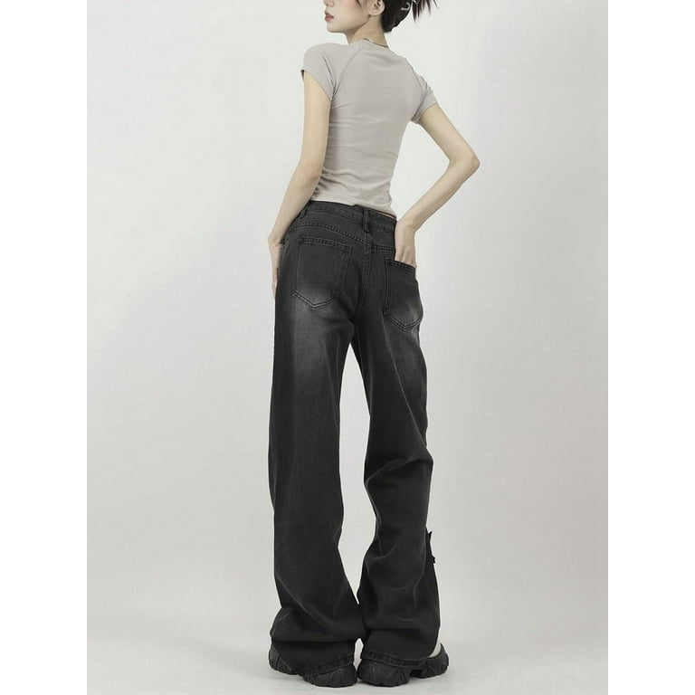 LinYooLi Y2K Baggy Jeans Star Patch Wide Leg Pants Alt Emo LinYooLi Y2K Baggy Jeans Star Patch Wide Leg Pants Alt Emo