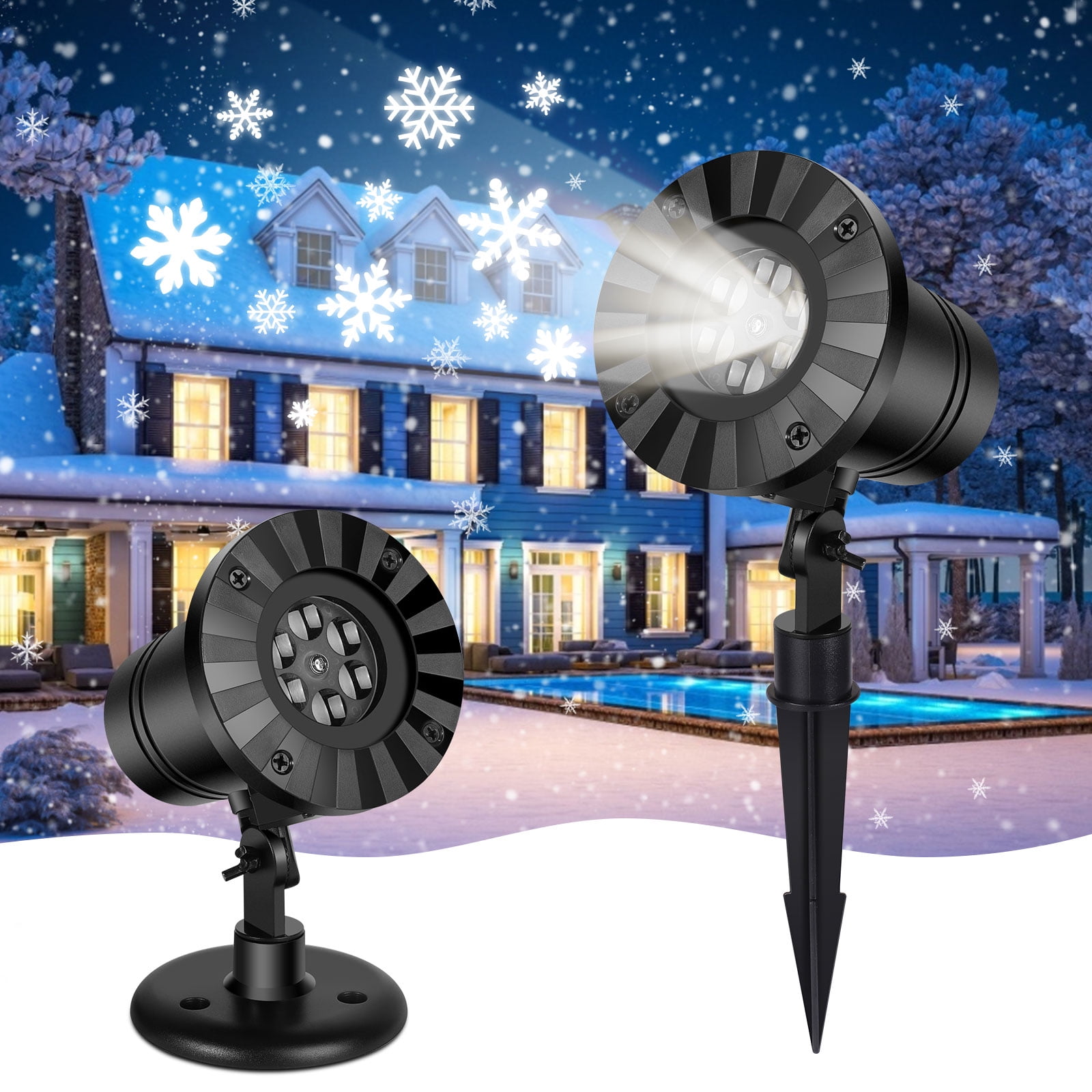 TOPCHANCES Christmas Snowflake Projector Lights, Waterproof Moving ...
