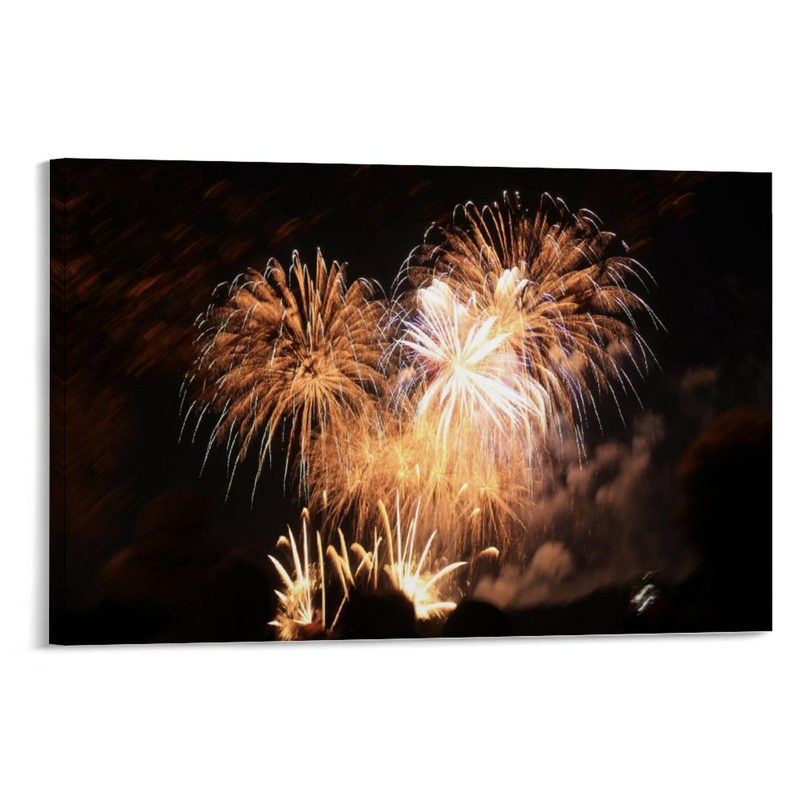 Beautiful Fireworks Show Framed Canvas Wall Decor, Horizontal Version ...