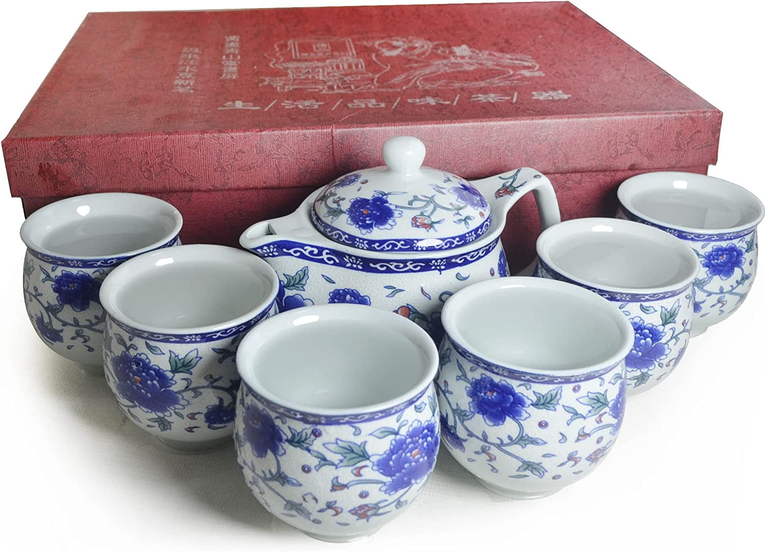 Porcelain Teapot Tea Set 1 Teapot 6 Tea Cups,Coffee Pot Kettle Ceramic gifts Tabletop Decor (Set ...