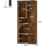 Tribesigns 70" Tall Geometric Bookshelf, Brown Arched Bookcase with 5 ...