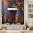 3 Pieces Swag Kitchen Curtains Set, Country Forest Valance Swag & Small ...