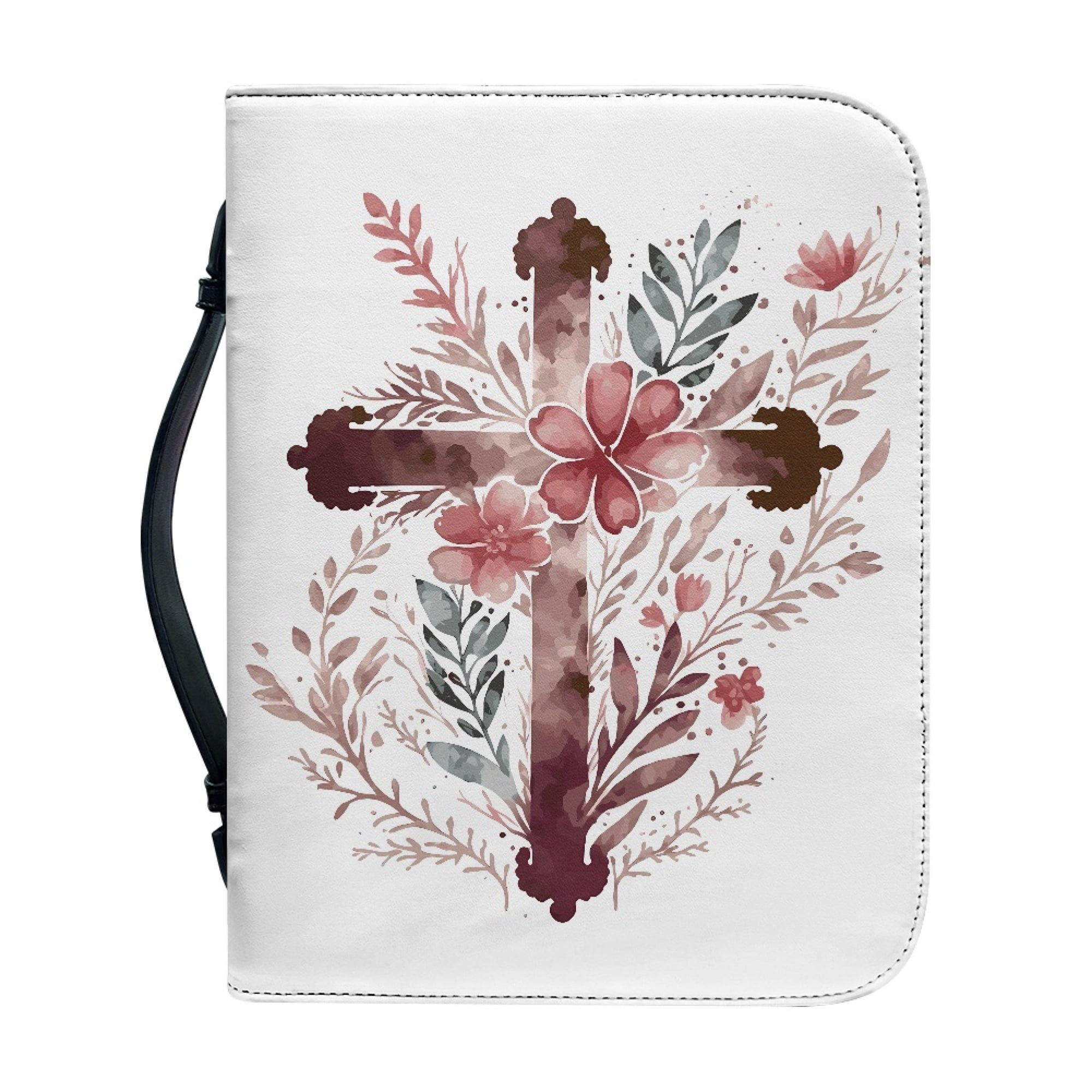 ZOCAVIA Mens Bible Case Cross Flower Bible Covers for Women Large Size ...
