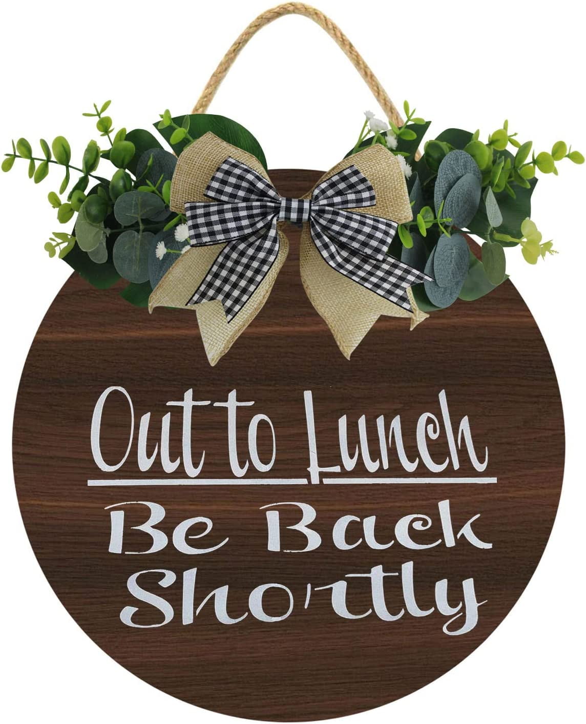 Eveokoki 12" Back Soon Sign, Out To Lunch Be Back Shortly Wood Door ...