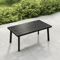 35 in Patio Rectangle Coffee Table with Wood Grain Texture, Black ...