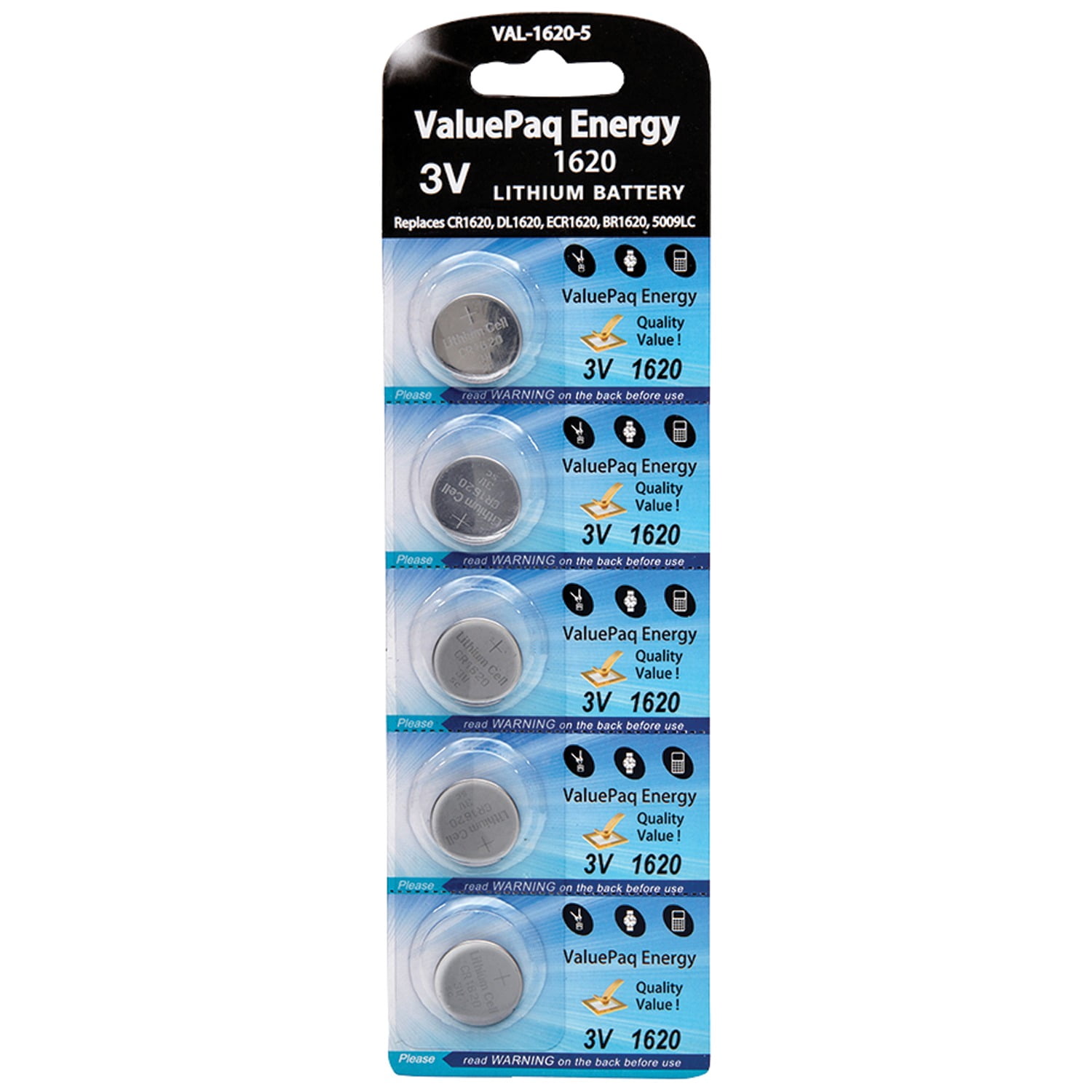 Dantona VAL-1620-5 ValuePaq Energy 1620 Lithium Coin Cell Batteries, 5 ...