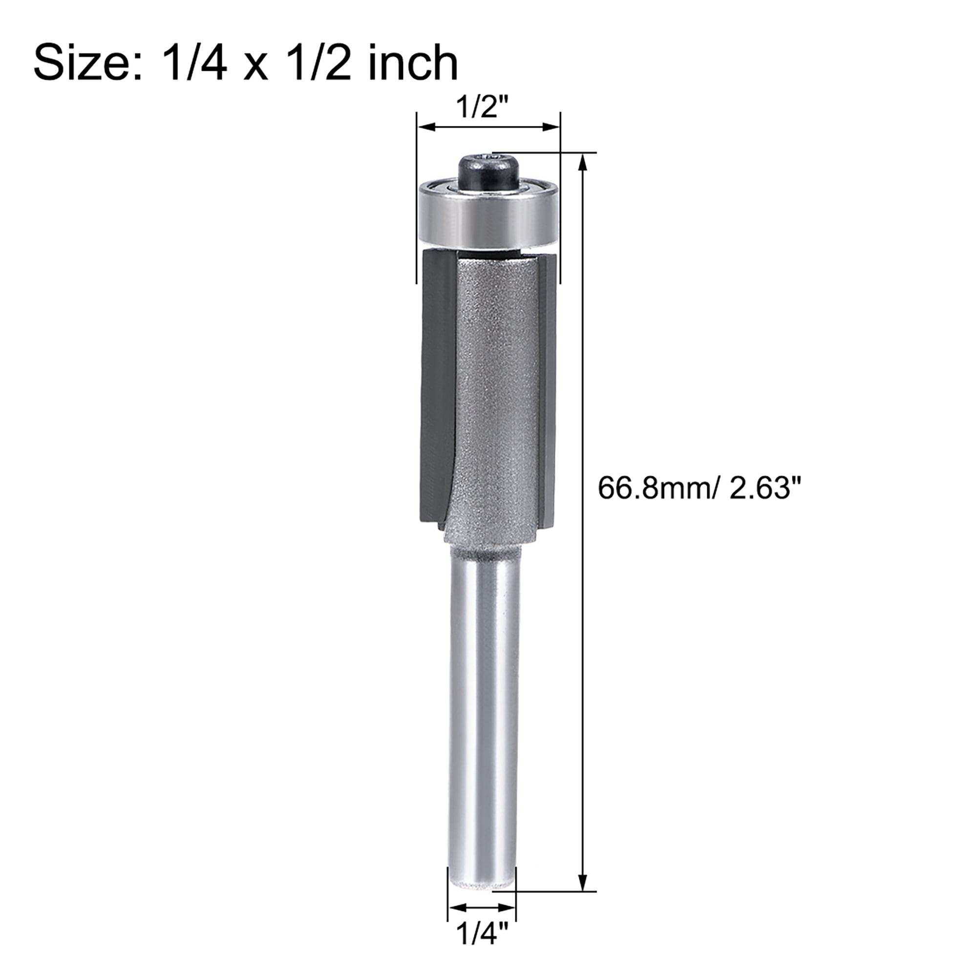 Router Bit 1/4 Shank 1/2 inch Cutting Dia. 24.7mm Depth Flush Trim Bit ...