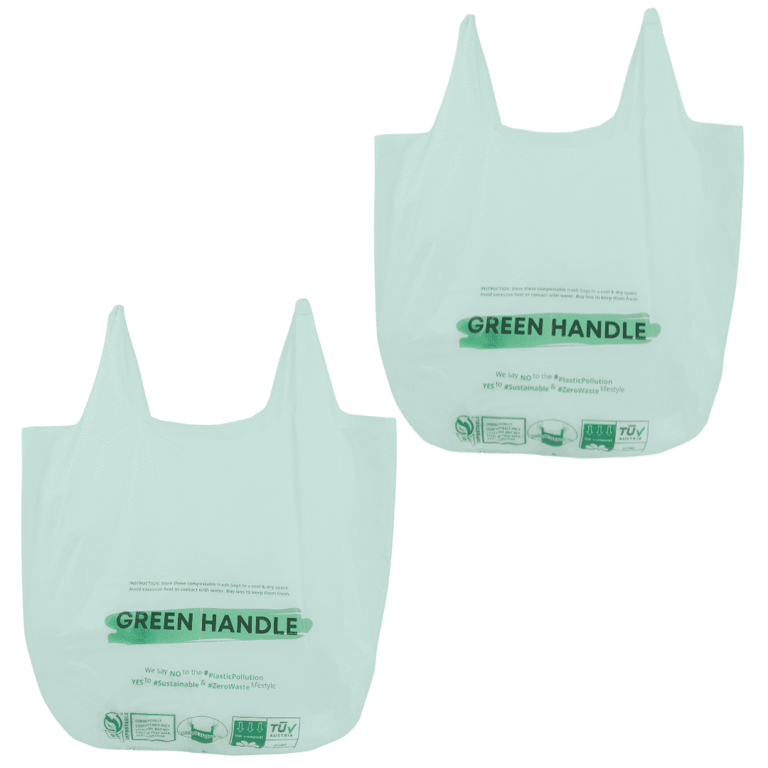 Green Handle US BPI certified 3 Gallon 1.00 Mil = 25 mic Compostable ...