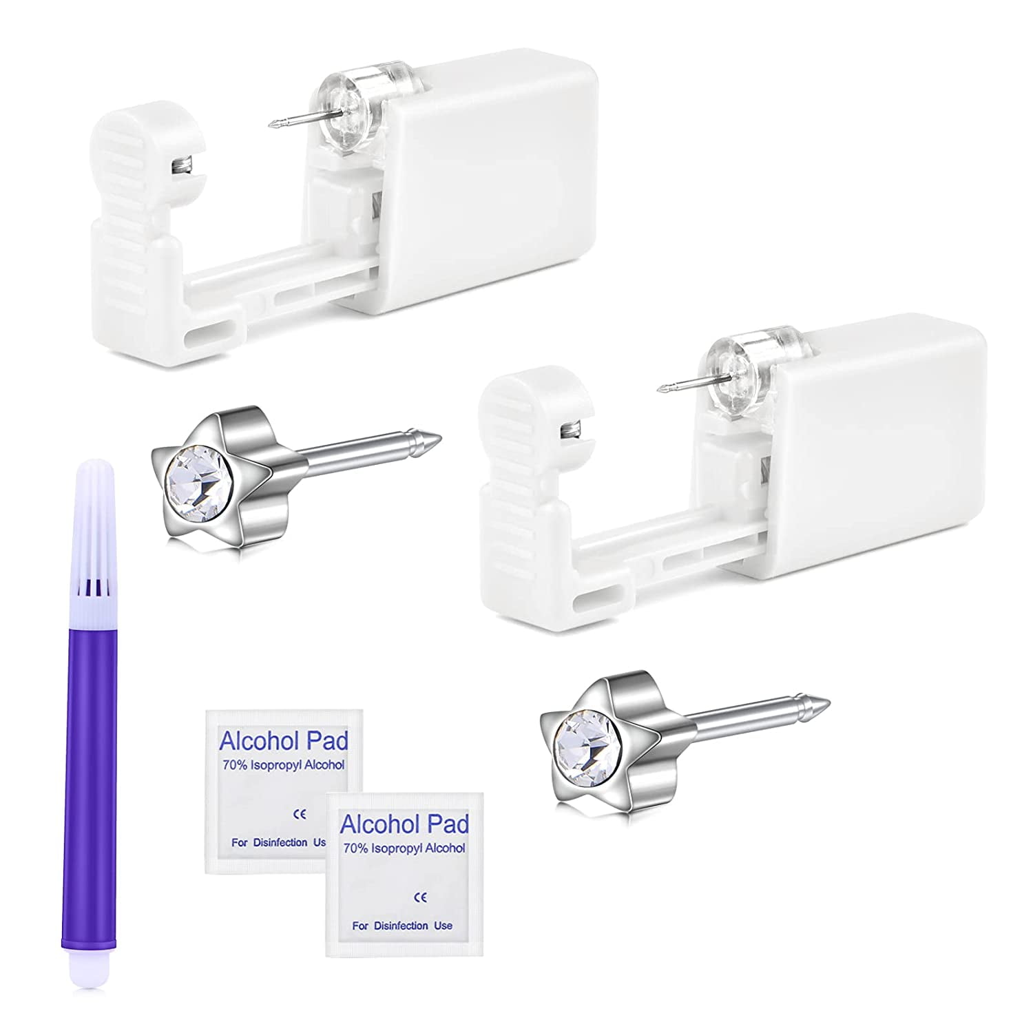 Ear Piercing Gun Kit,Self Ear Piercing Kit Disposable Self Ear Piercing ...