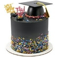 NCS Graduation Hat Cake Topper - Smooth Black Cap with Gold Tassel ...