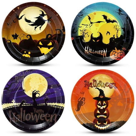 60 Count Halloween Party Plates 9" , Disposable Halloween Paper Dinner ...