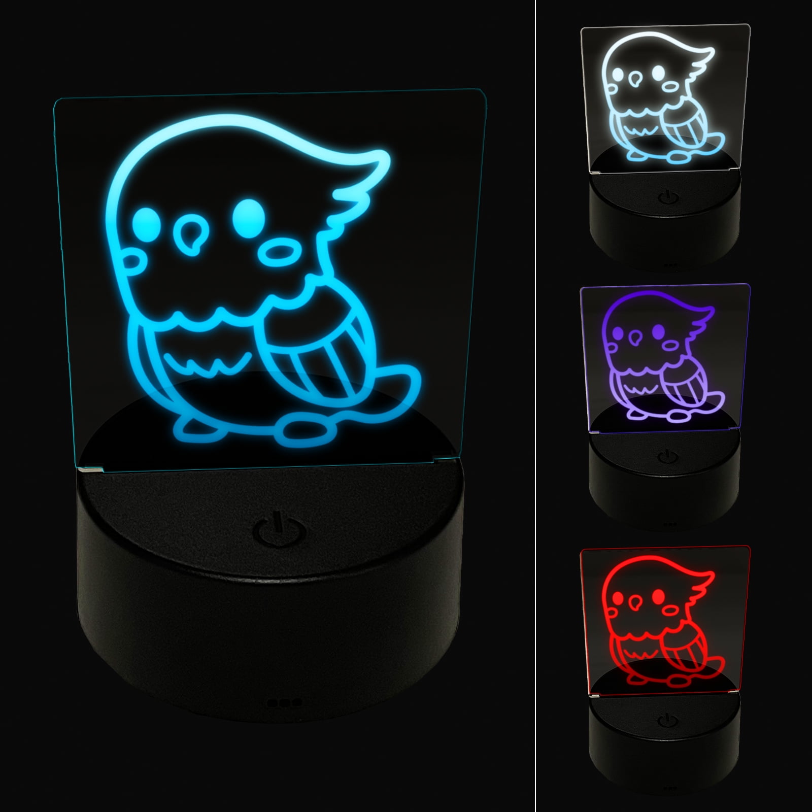 Kawaii Cute Cockatiel Bird LED Night Light Sign 3D Illusion Desk ...