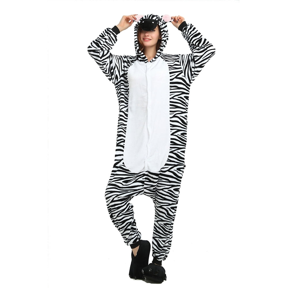 Baywell Unisex Animal Onesie Pajamas Halloween Cosplay Zebra Costume ...