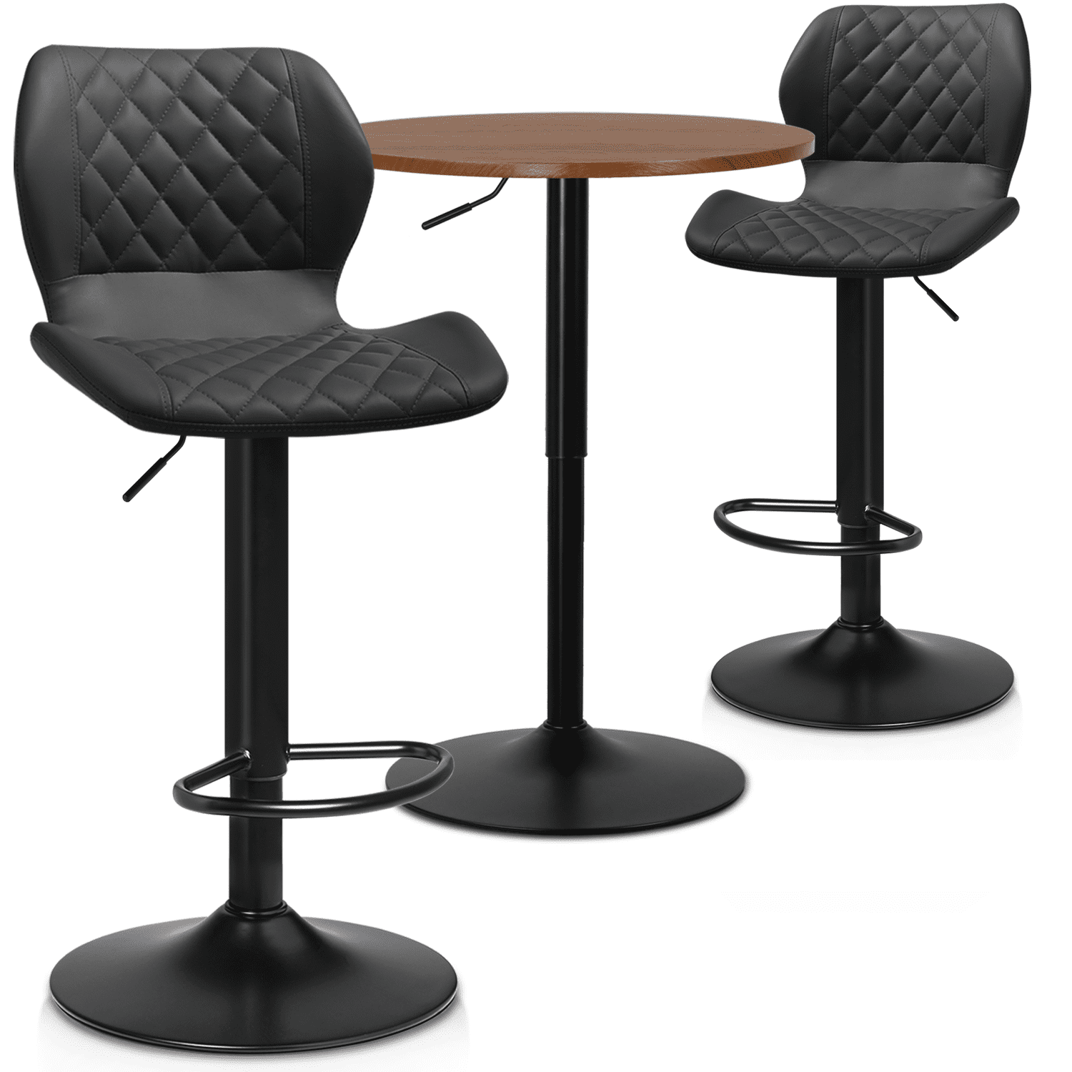Magshion Set of 3 Bar Table and Chair Set, 23.5" Rotatable Tall Bistro ...