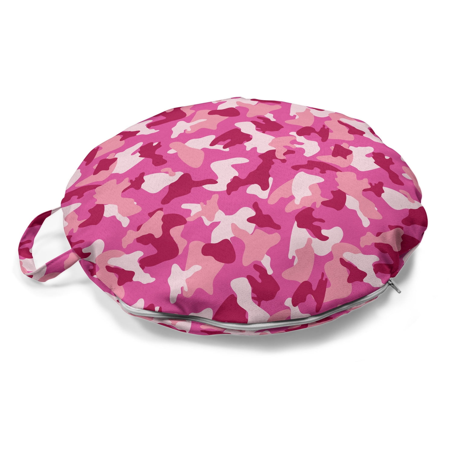 Camo Print Round Floor Cushion with Handle, Repetitive Pattern of ...