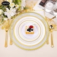 50pcs Transparent PS 33cm Disposable Plate Gold Edge Spill-Proof Tray ...