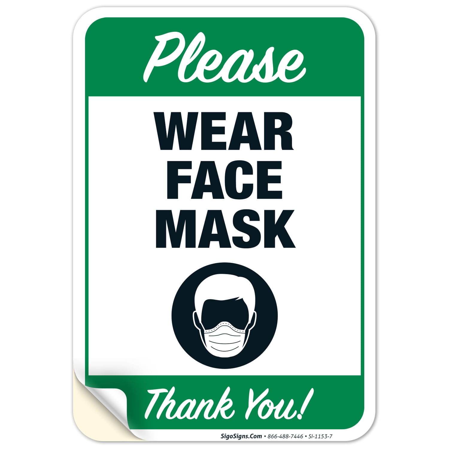 Please Wear Face Mask Sign, Mask Required Sign, 10x7 Vinyl Sticker ...