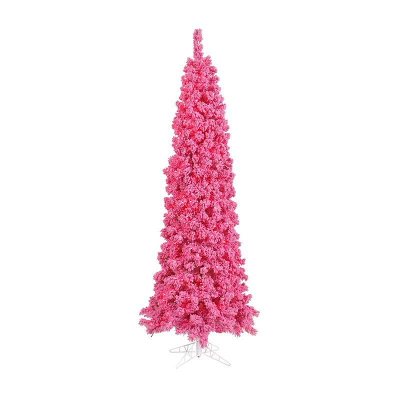 4.5 ft. Vickerman Pink Flocked Christmas Tree - Walmart.com