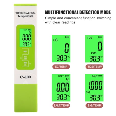 ANGGREK Salinity Tester,Water Quality Detector,C-100 5 In 1 Salinity ...
