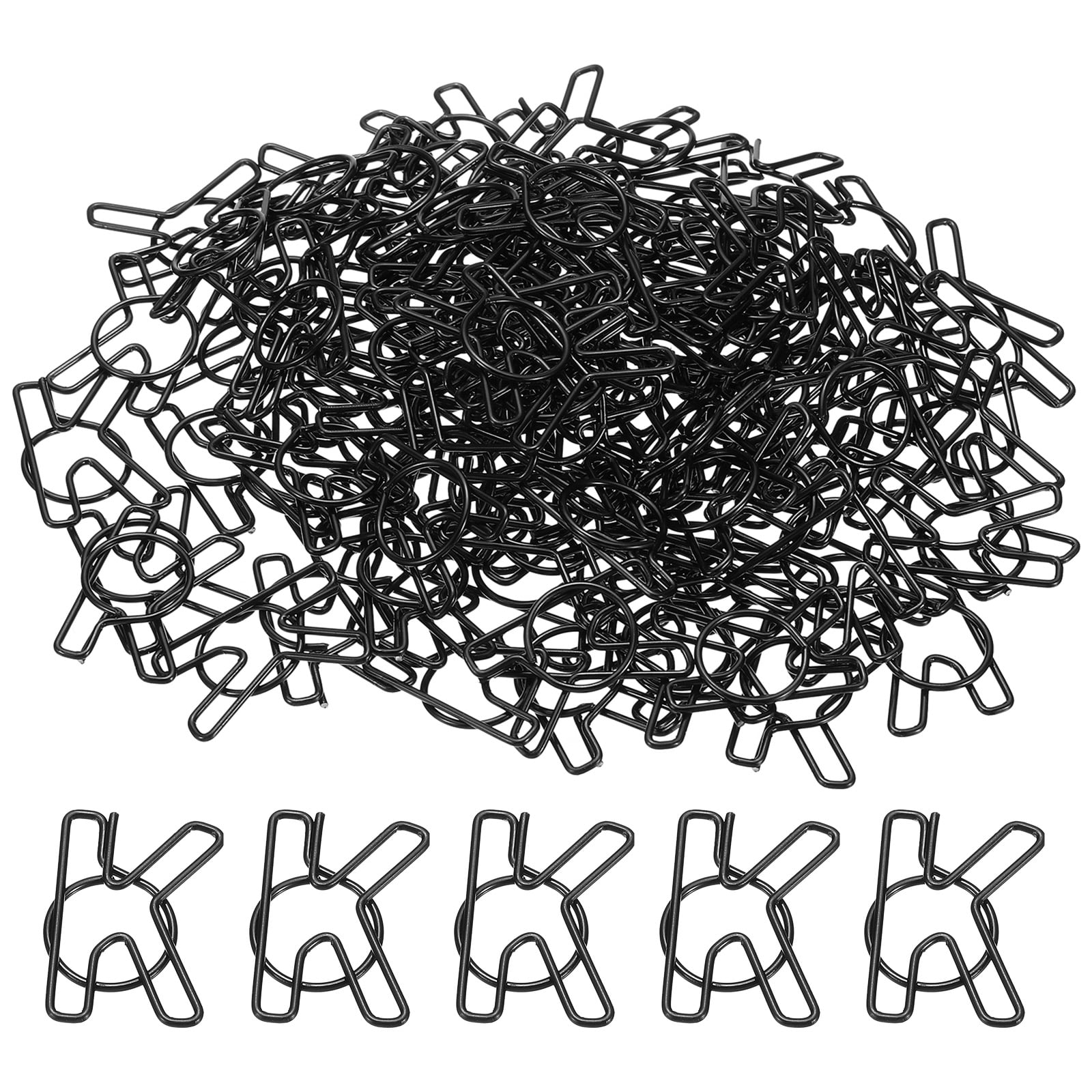 Uxcell Paper Clip Coated Letter K Shape Alphabet Clips Bookmarks Black ...