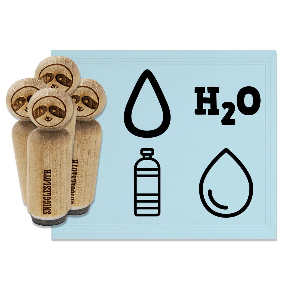 Water Bottle Hydrate H2O Drop Icons Tracker Rubber Stamp Set for ...