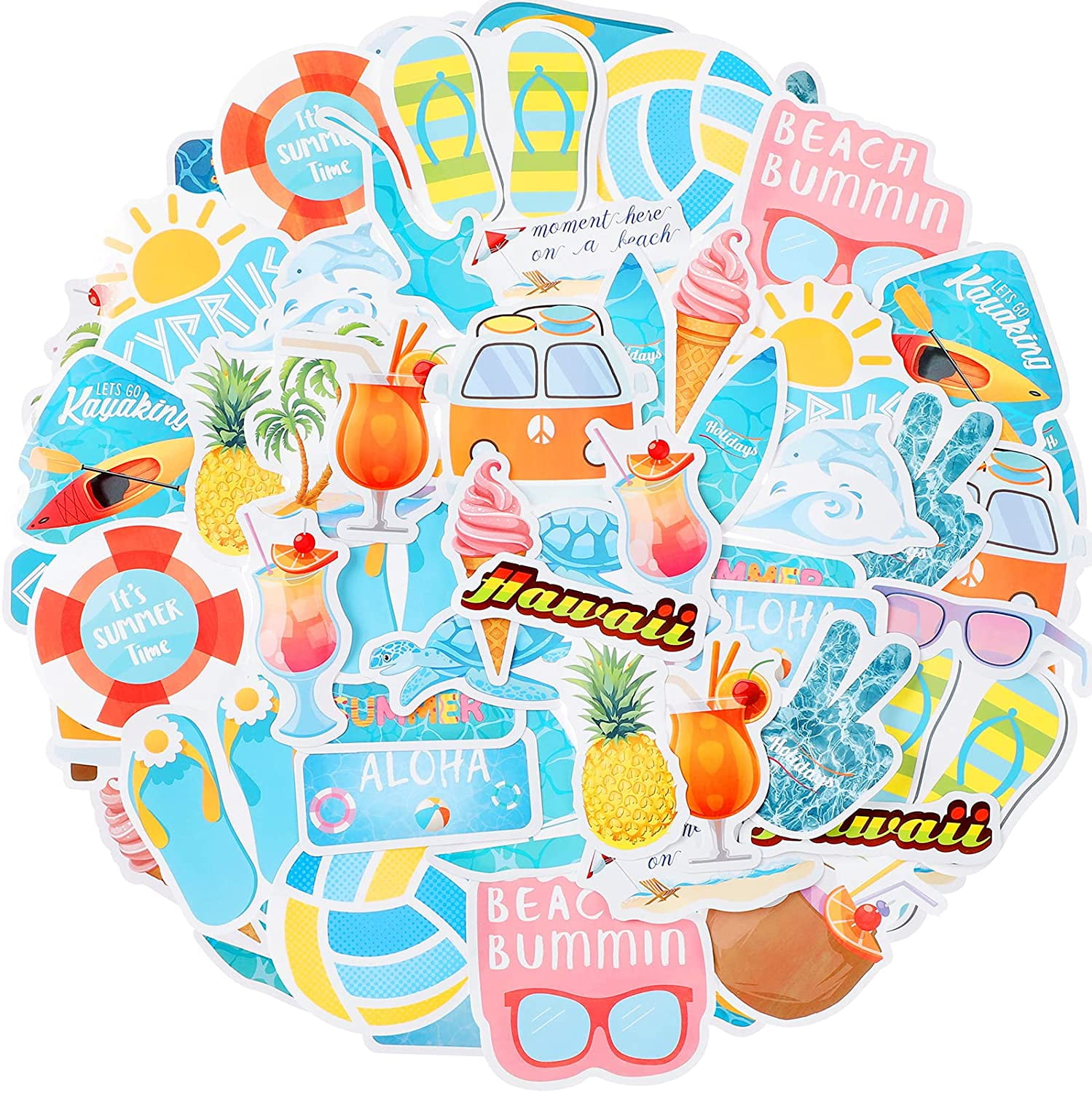 50 Pieces Beach Stickers Ocean Beach Stickers Waterproof Summer Beach ...