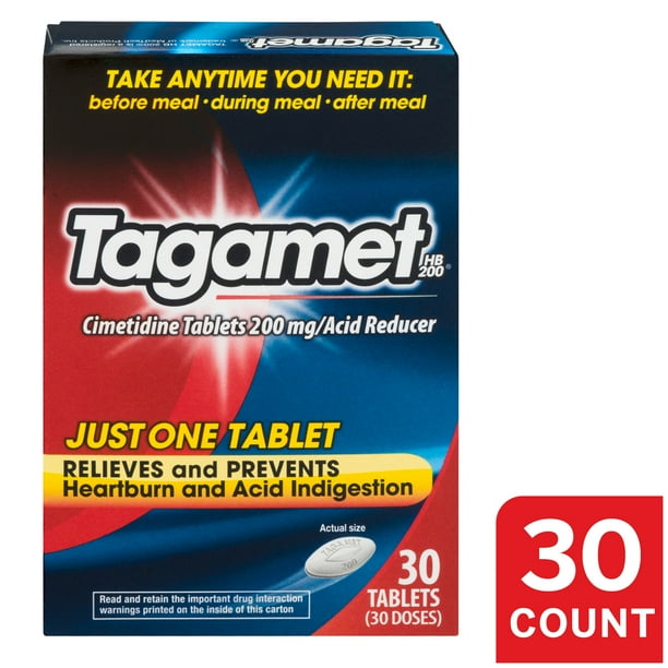 Tagamet HB 200 mg Cimetidine Acid Reducer and Heartburn Relief, 30 ...