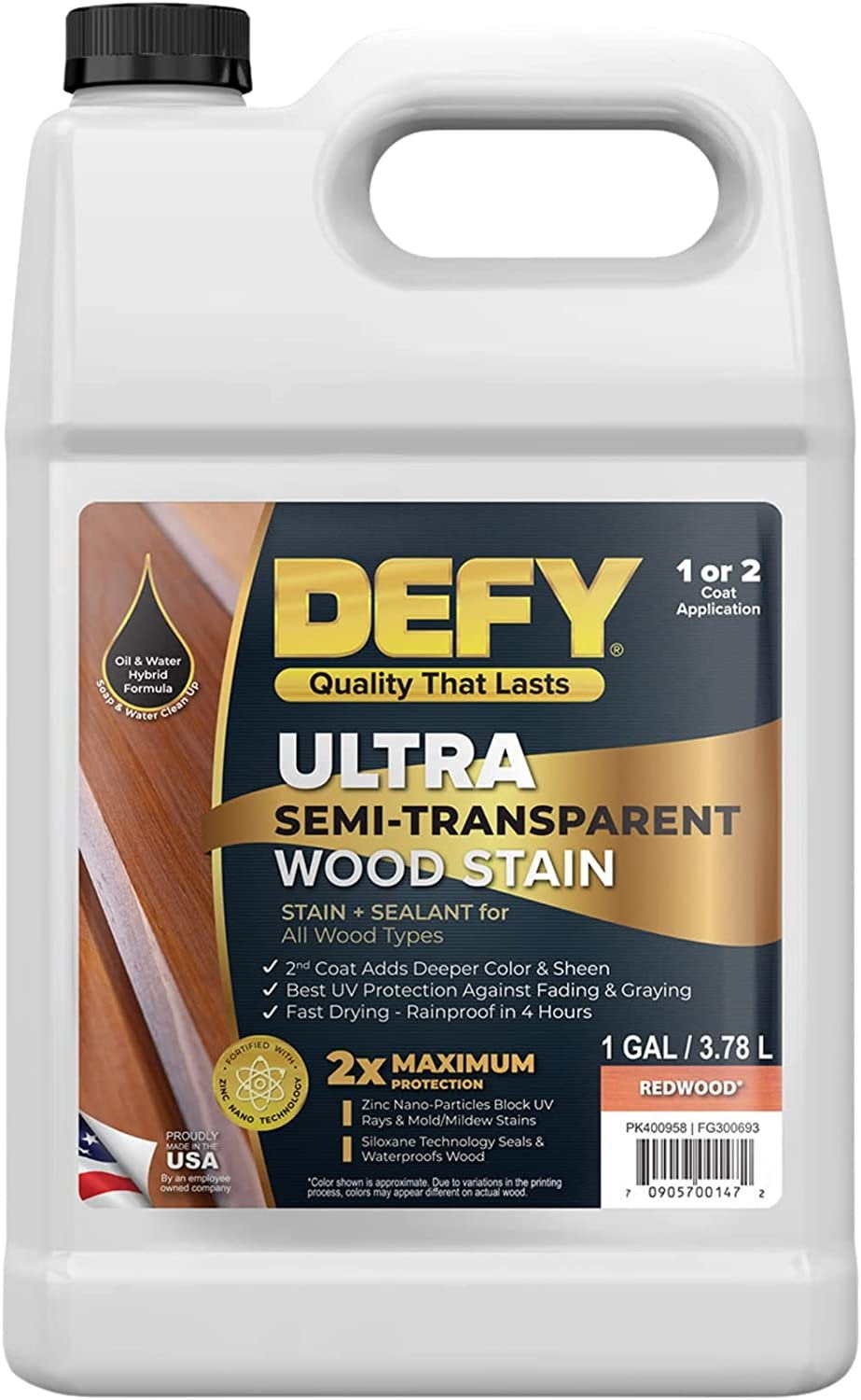 DEFY Ultra Semi-Transparent Stain Redwood - Walmart.com