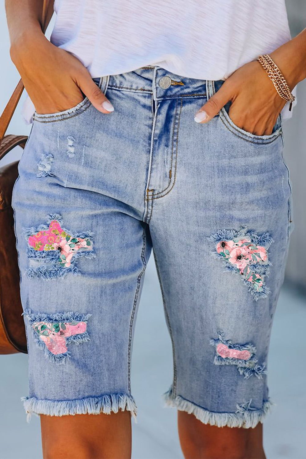 FARYSAYS Women's Soft Stretchy Denim Shorts High Rise Skinny Bermuda ...
