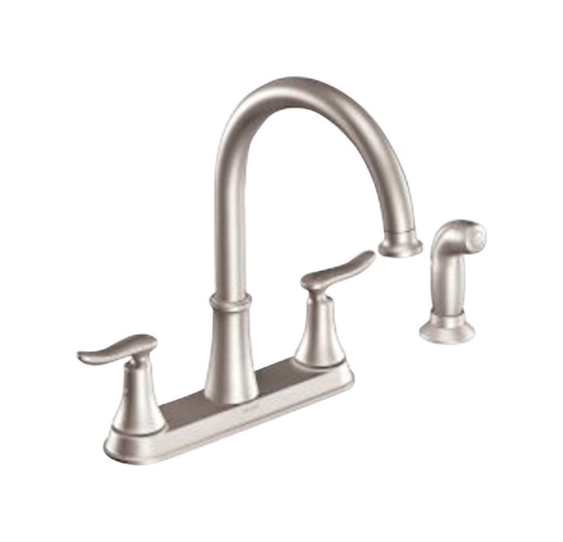 Moen Solidad Two-Handle High Arc Kitchen Faucet with Side Sprayer ...